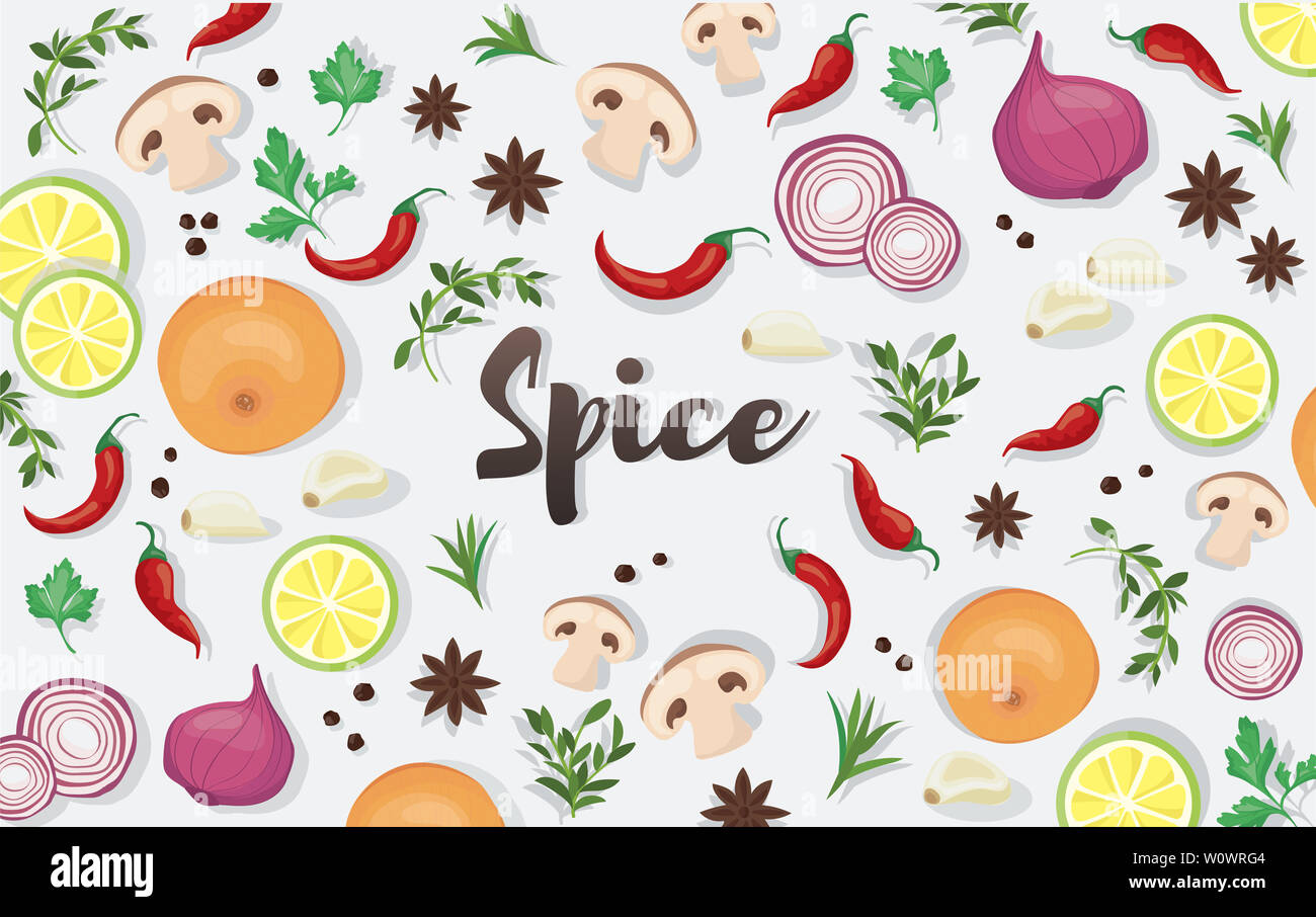 spice and vegetable foods background and space for write Stock Photo ...