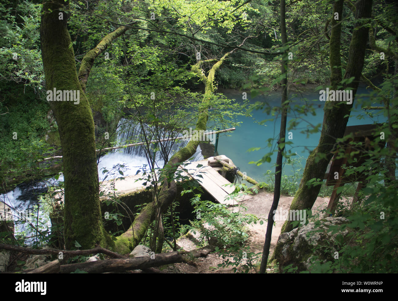 Amazingly beautiful mountain's spring with heavenly blue water color ...