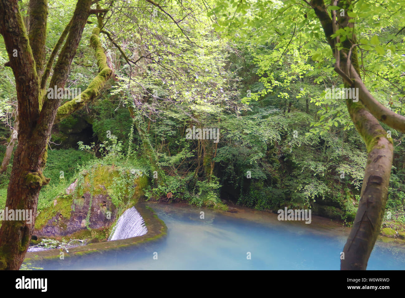 Amazingly beautiful mountain's spring with heavenly blue water color ...