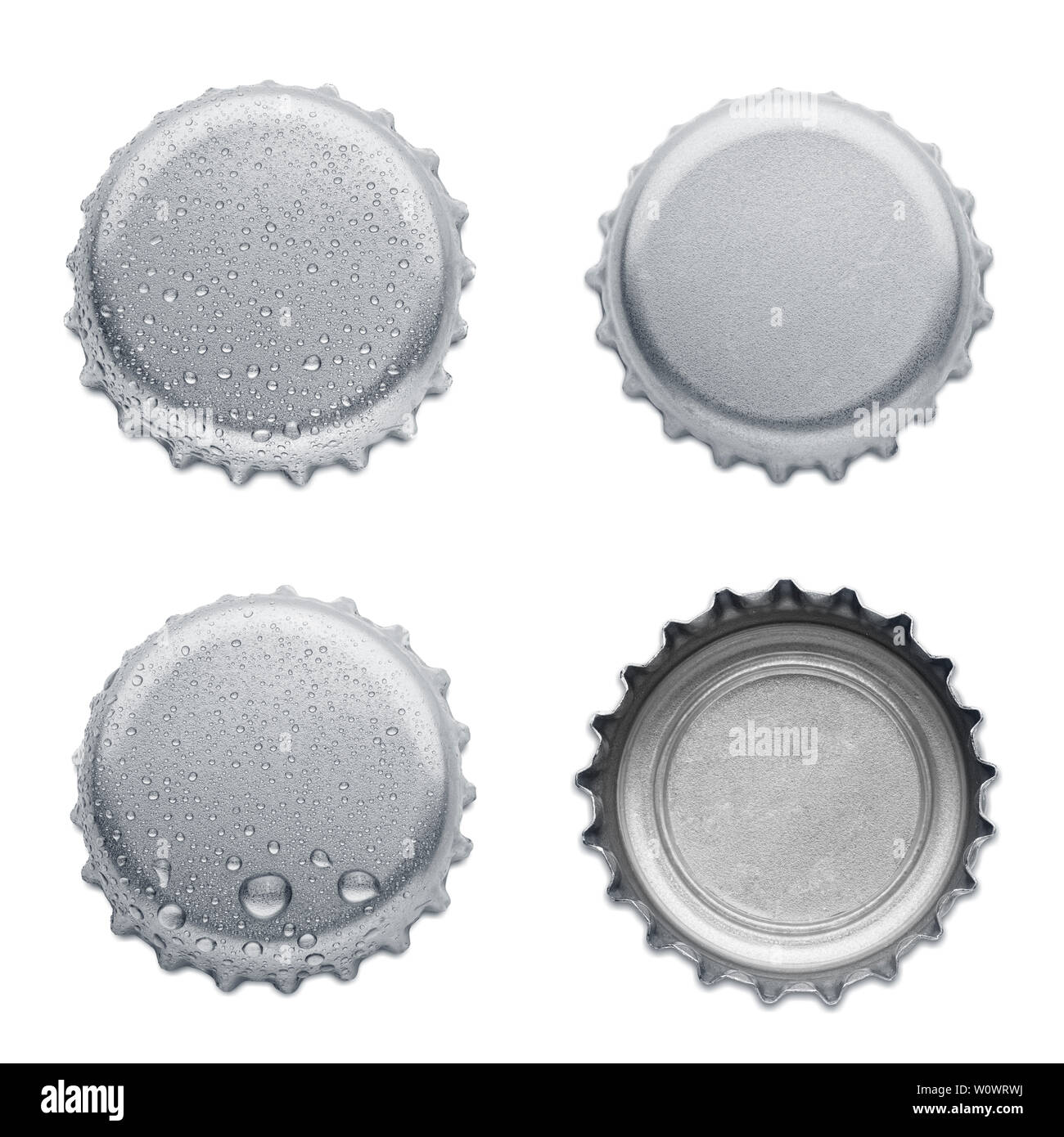 collection of various bottle caps isolated on white background Stock ...