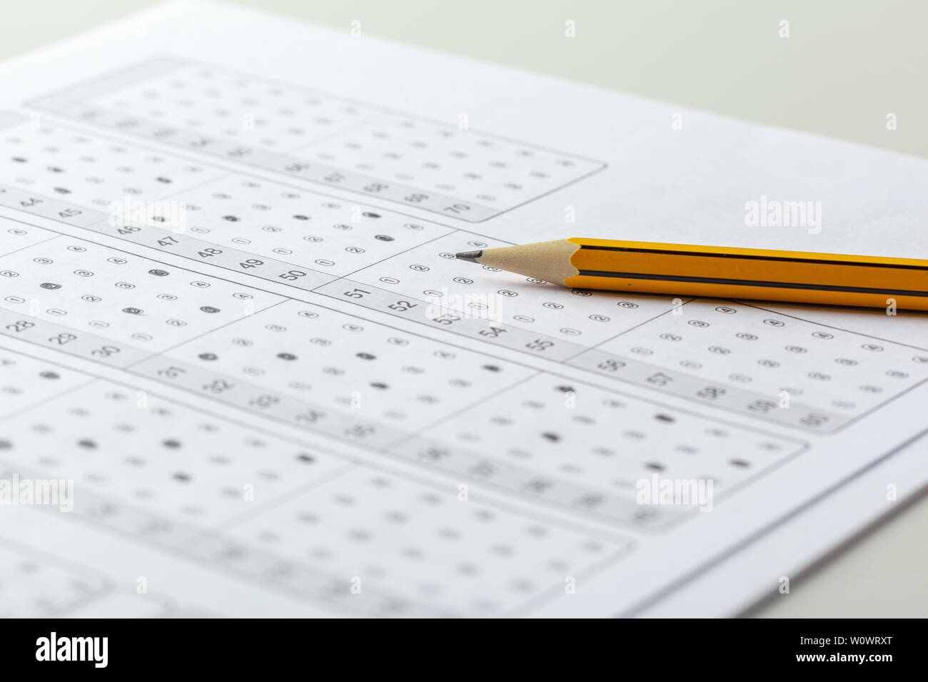 Test score sheet with answers Stock Photo - Alamy