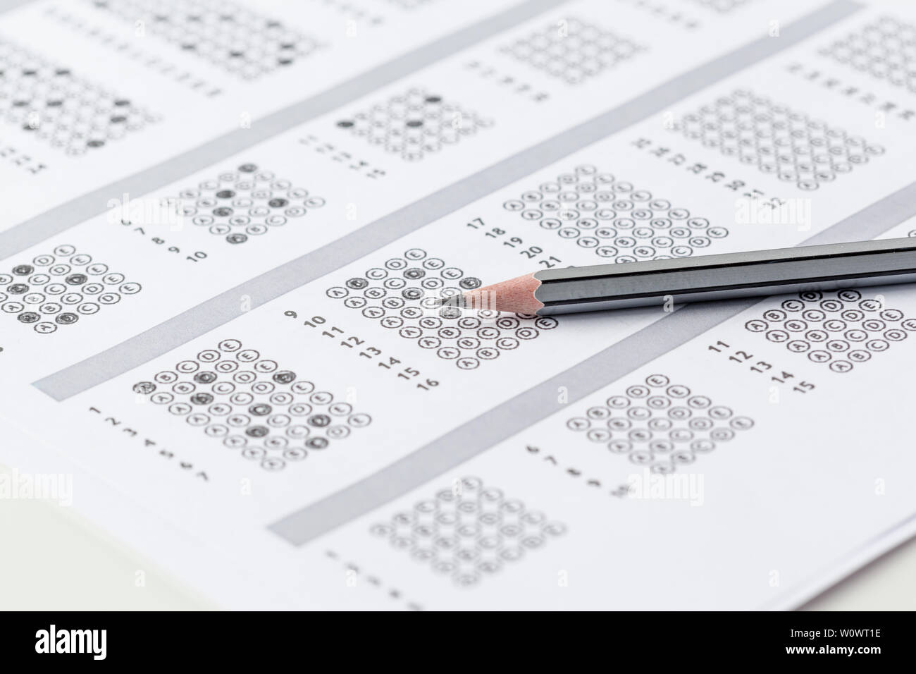 Test score sheet with answers Stock Photo - Alamy