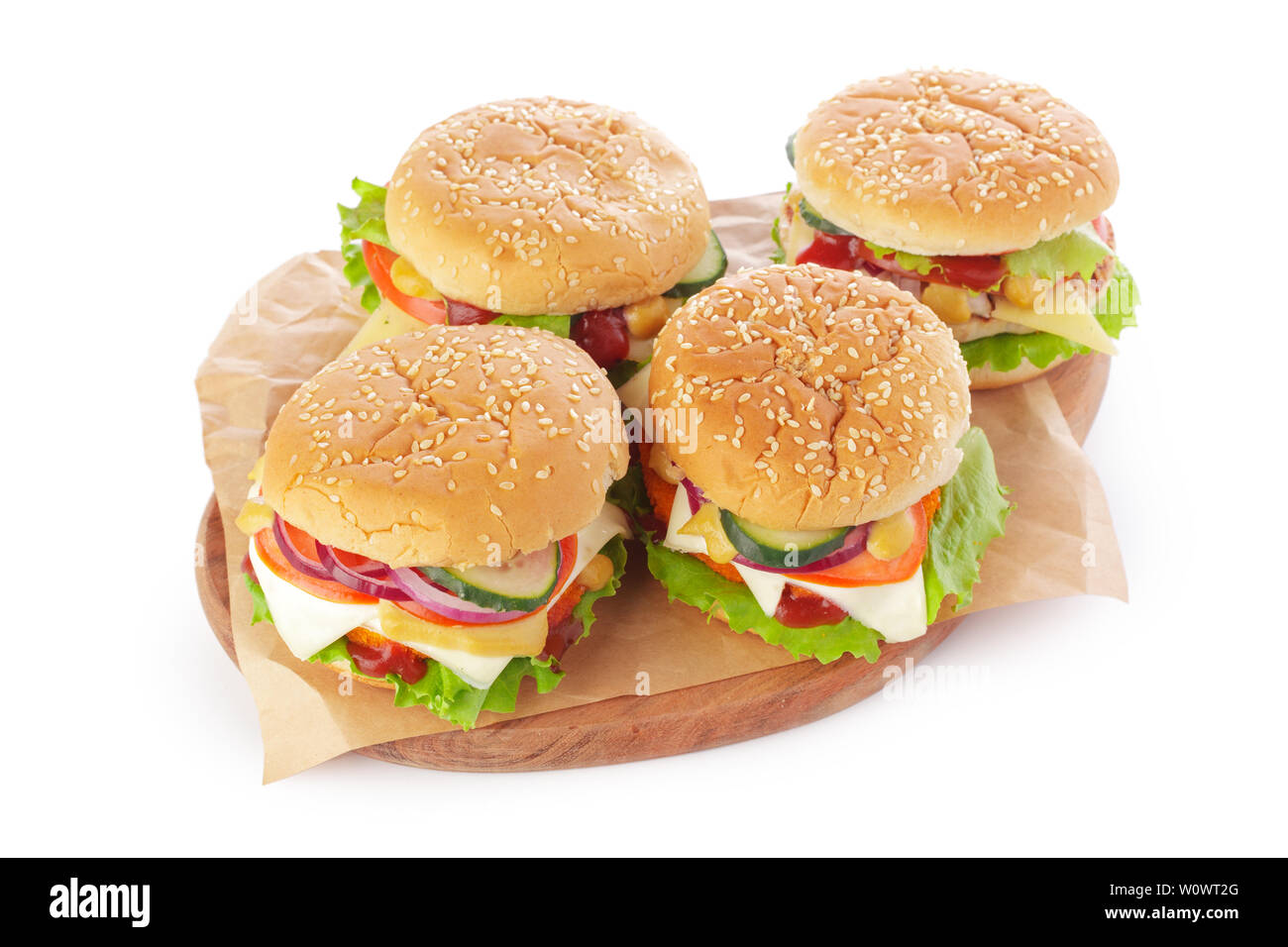 burger on white background Stock Photo - Alamy