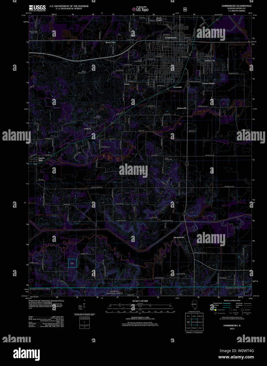 Harrisburg illinois map hi-res stock photography and images - Alamy