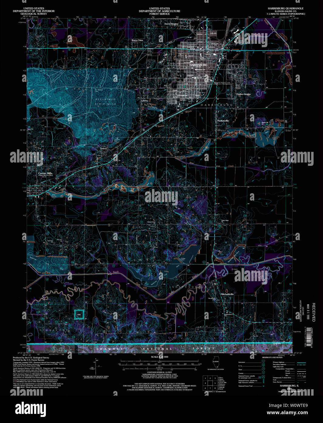 Harrisburg illinois map hi-res stock photography and images - Alamy