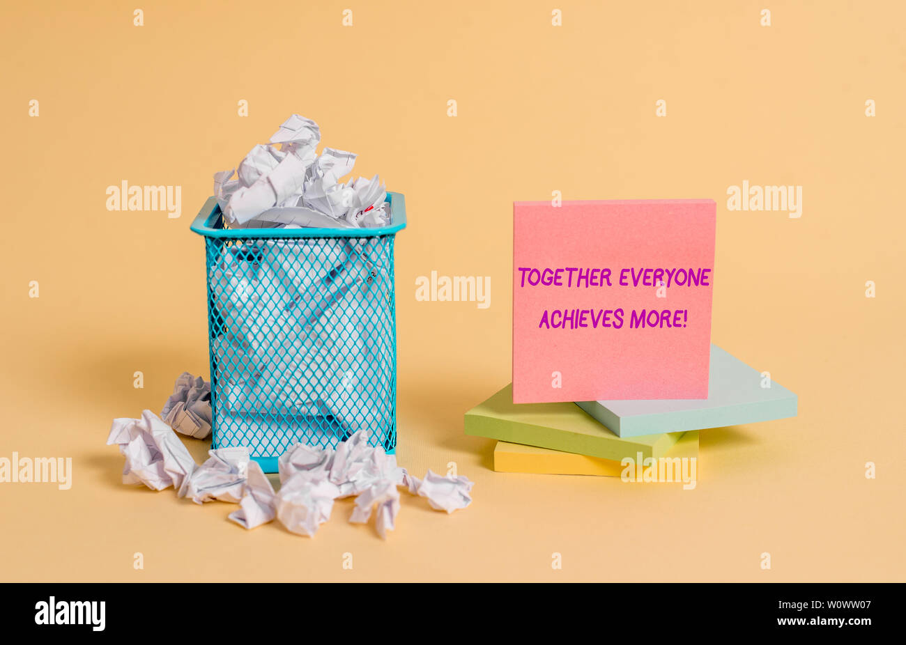 Conceptual hand writing showing Together Everyone Achieves More ...