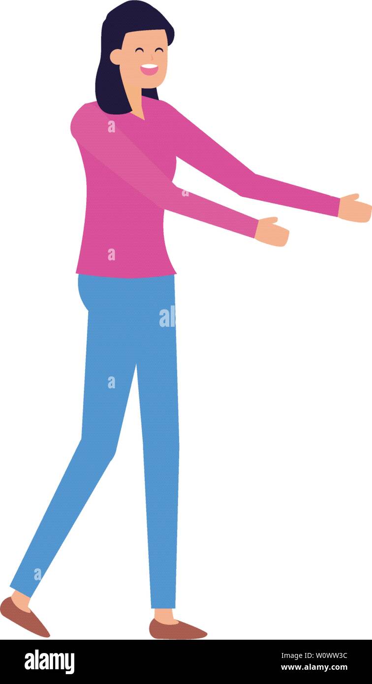 woman character standing female on white background Stock Vector Image ...