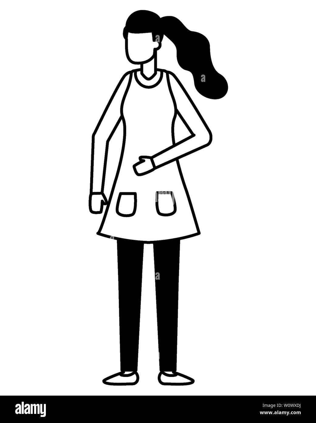 woman character standing female on white background Stock Vector Image ...