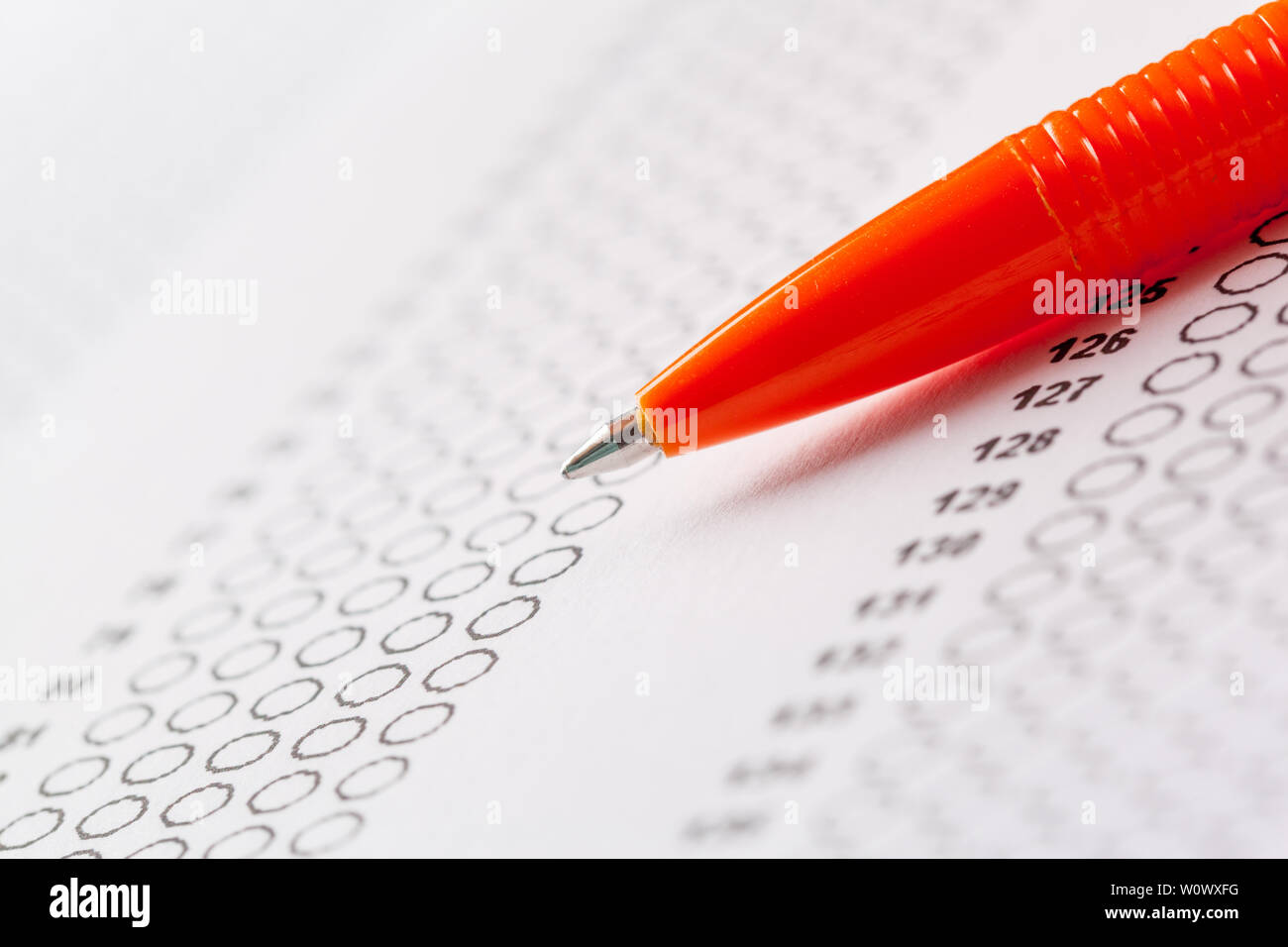 Test score sheet with answers Stock Photo - Alamy