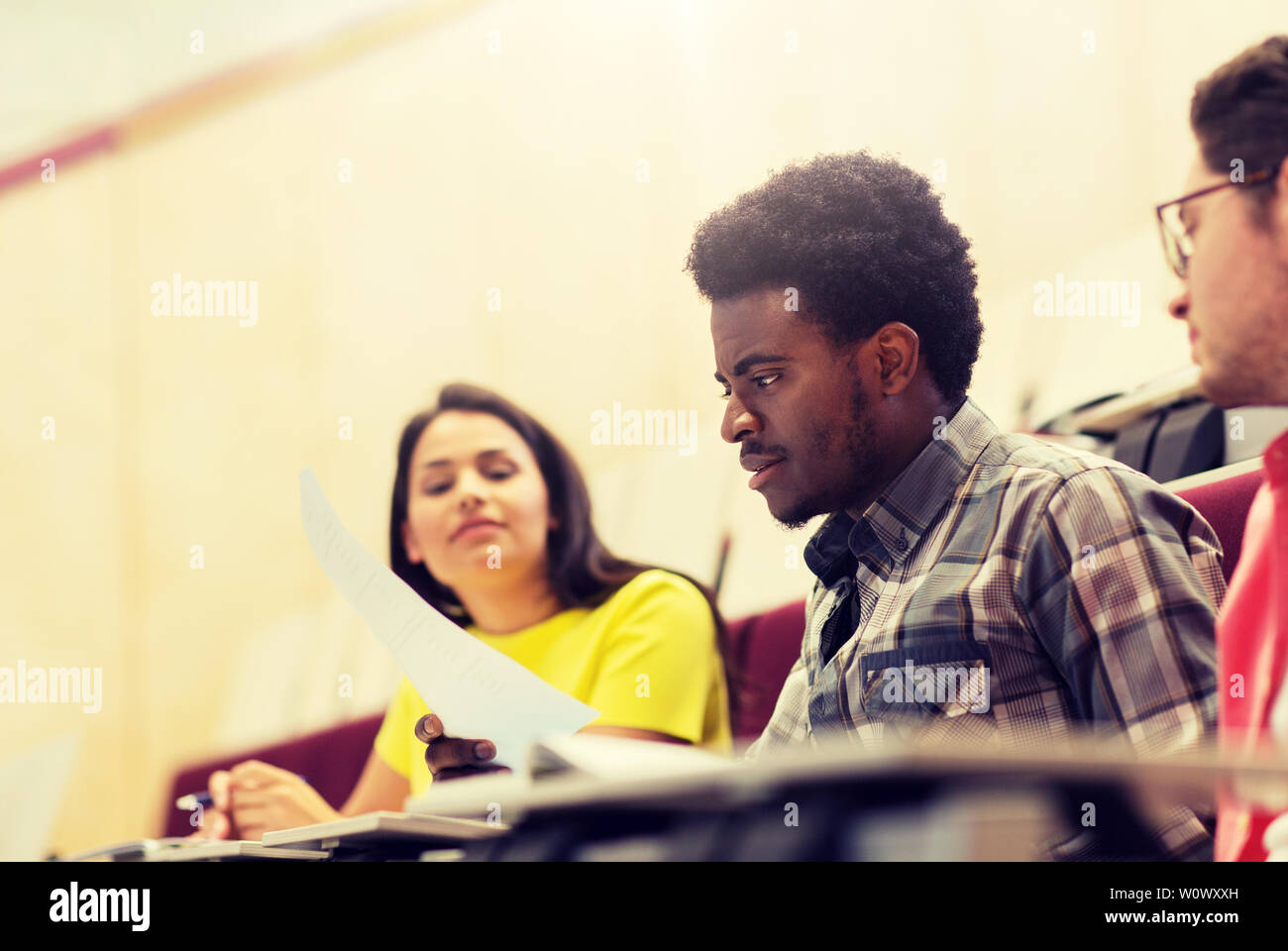 international students with test on lecture Stock Photo - Alamy