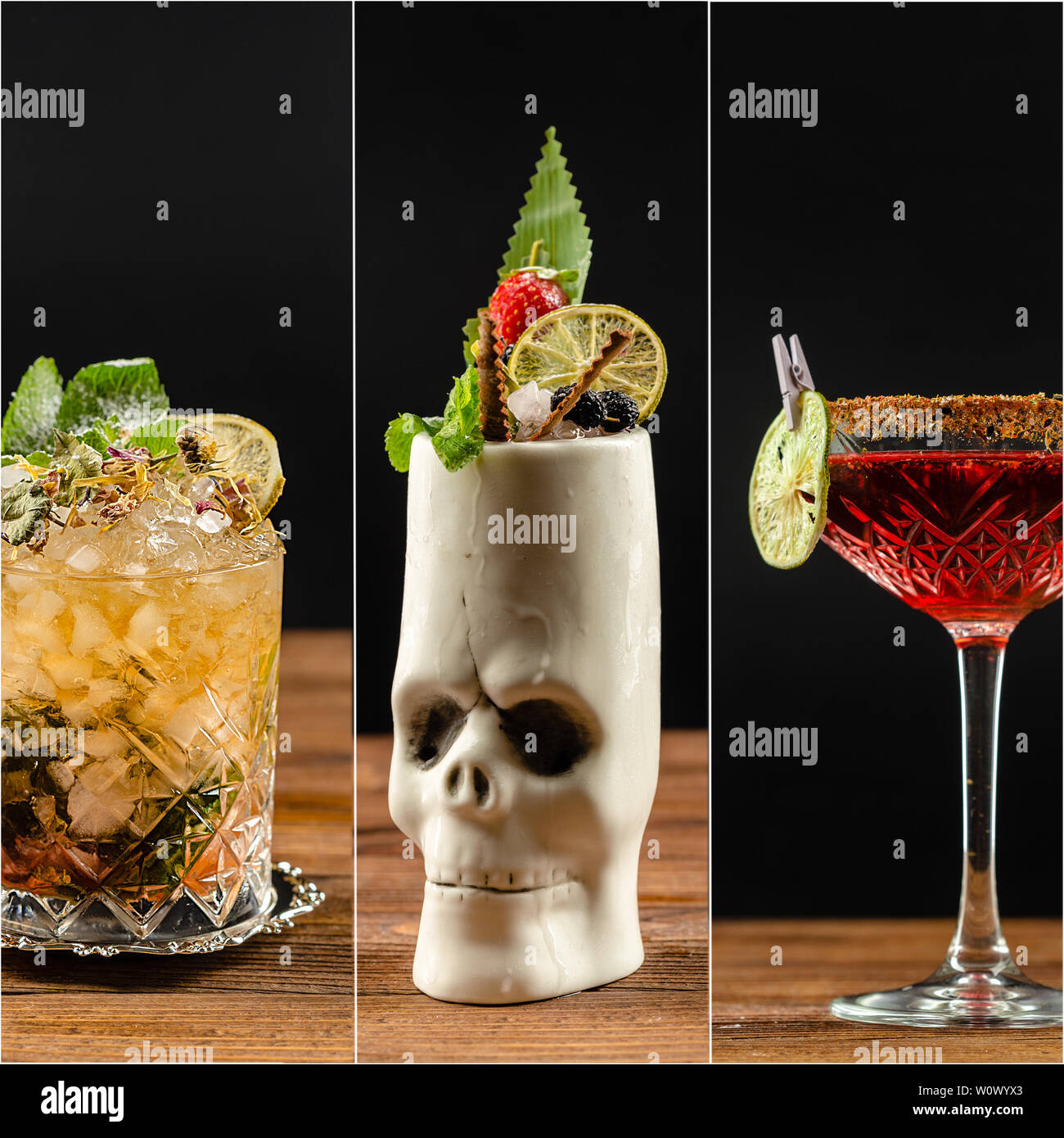 Refreshing beverages collage of different colorful drinks Stock Photo ...