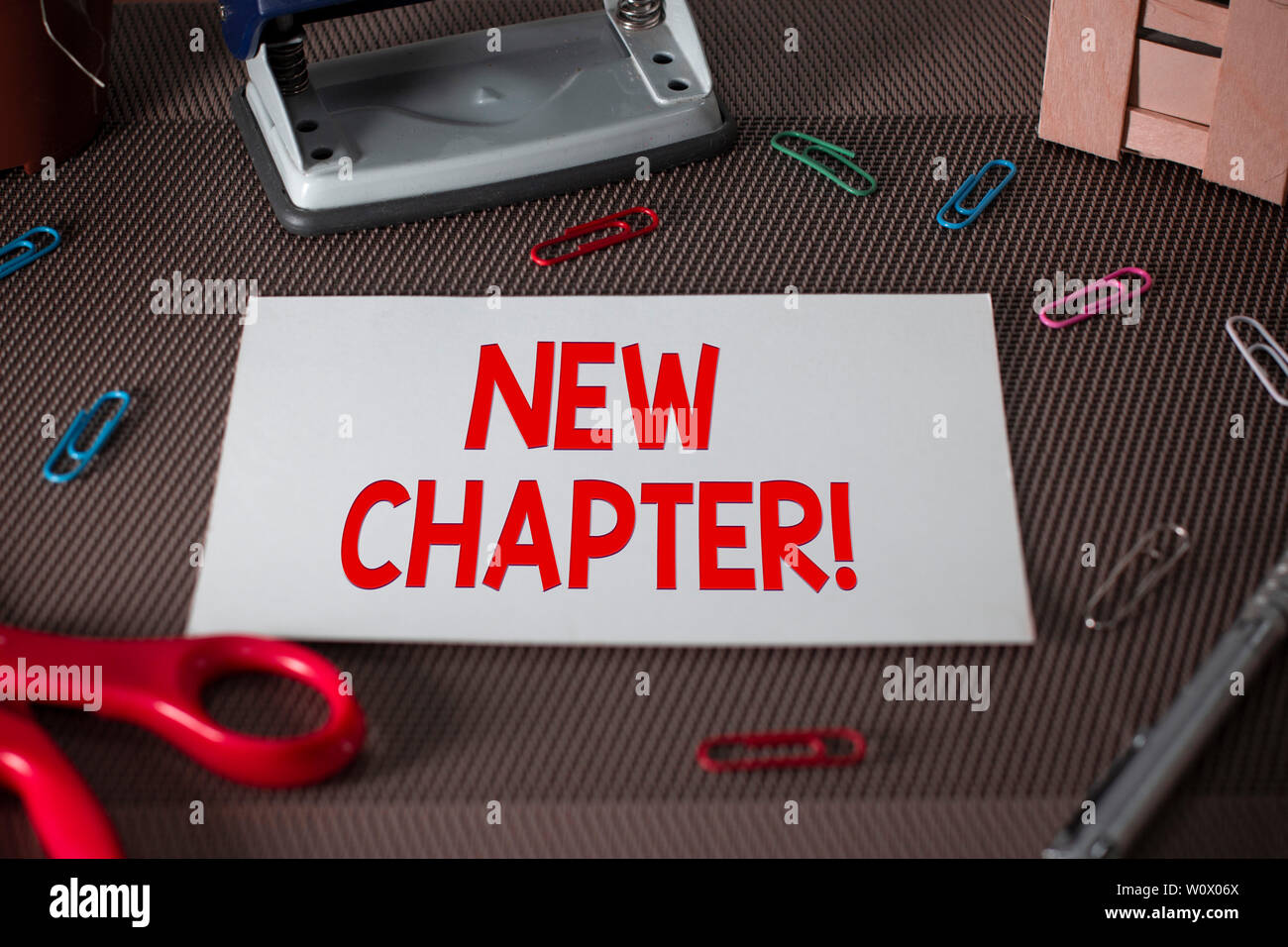 Text sign showing New Chapter. Business photo text Starting ultimately ...