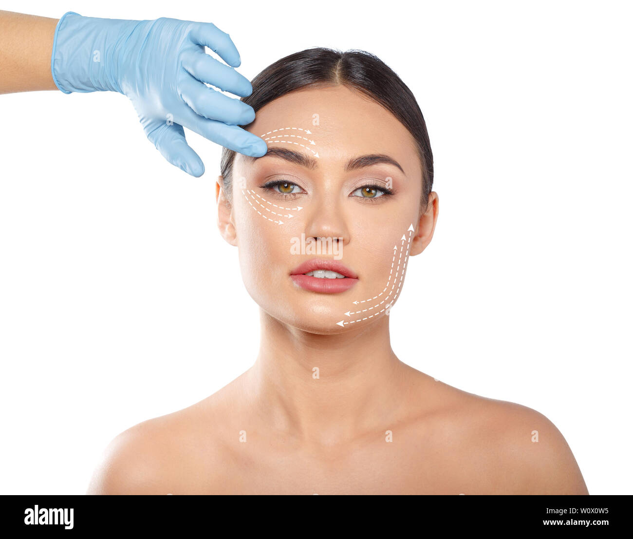 woman with dotted lines on face Stock Photo - Alamy