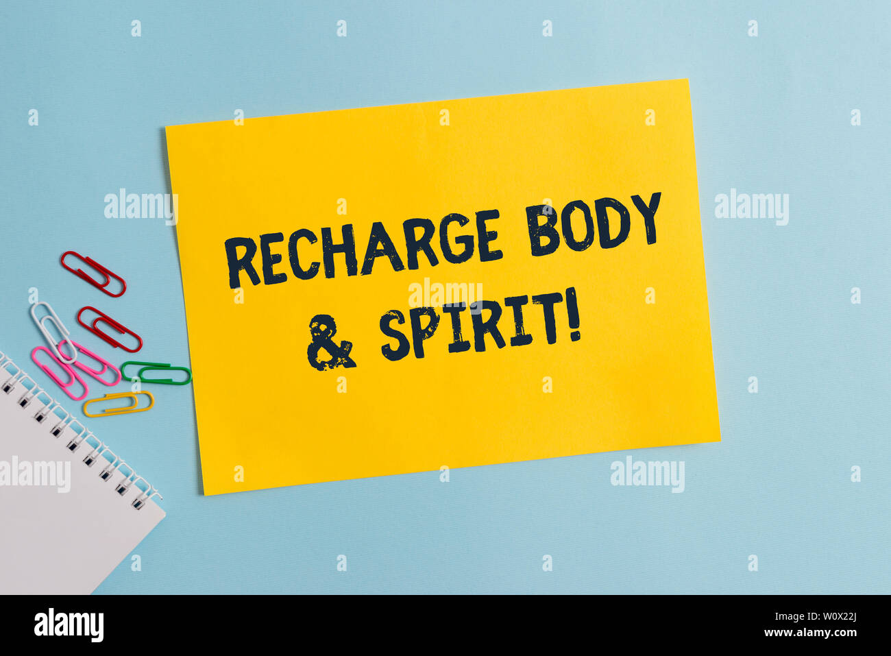 Text sign showing Recharge Body And Spirit. Business photo showcasing fill your energy through ...