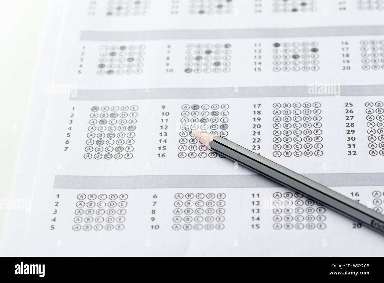 Test score sheet with answers Stock Photo - Alamy