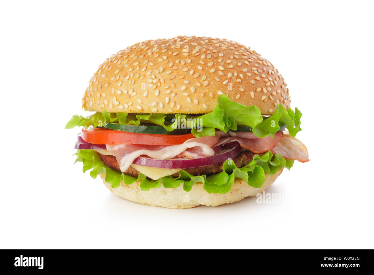 burger on white background Stock Photo - Alamy