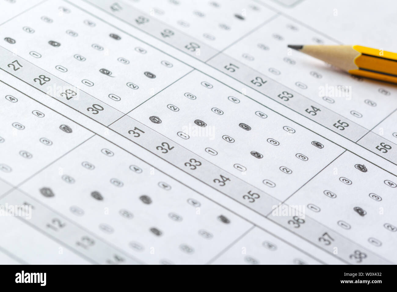Test score sheet with answers Stock Photo - Alamy