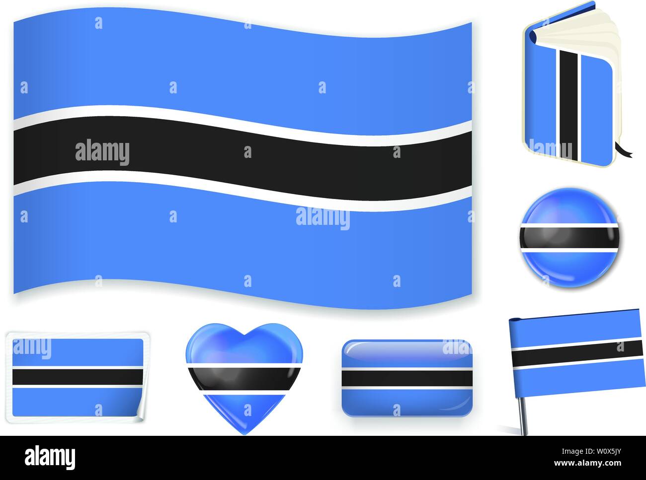 Botswana national flag. Vector illustration. 3 layers. Shadows, flat ...