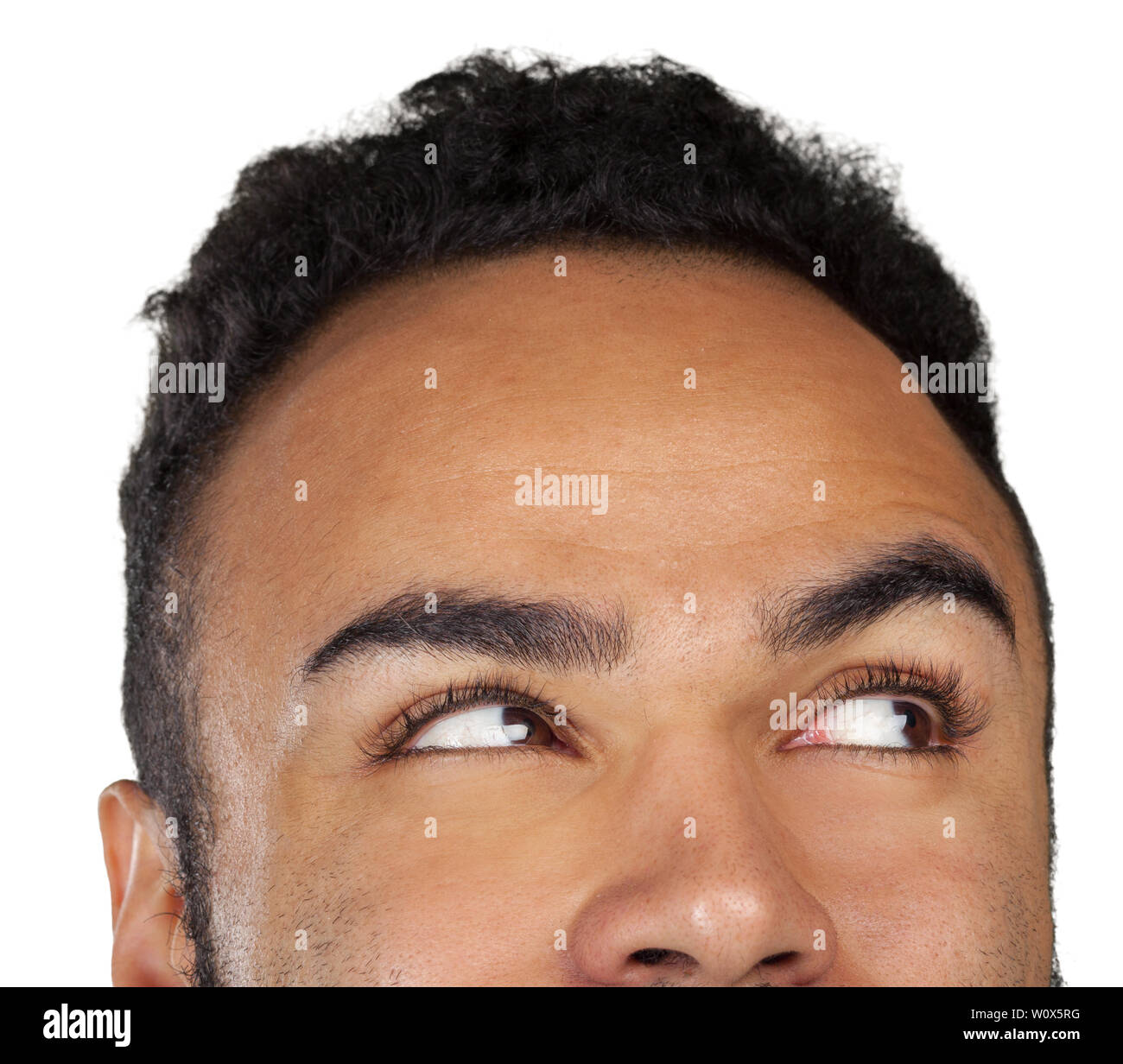 Close up portrait of a thoughtful black man isolated on white ...