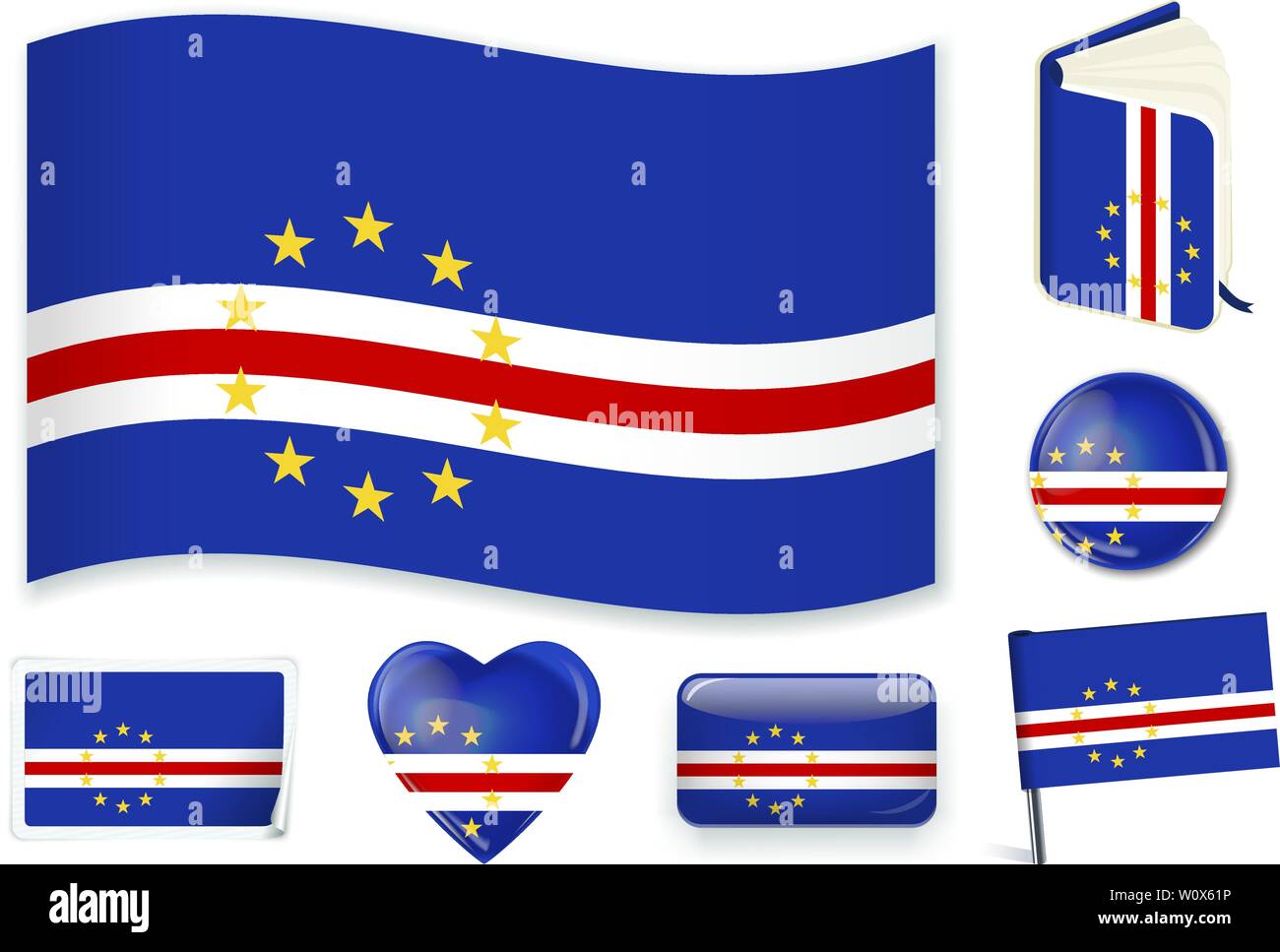 Cape Verde national flag. Vector illustration. 3 layers. Shadows, flat ...