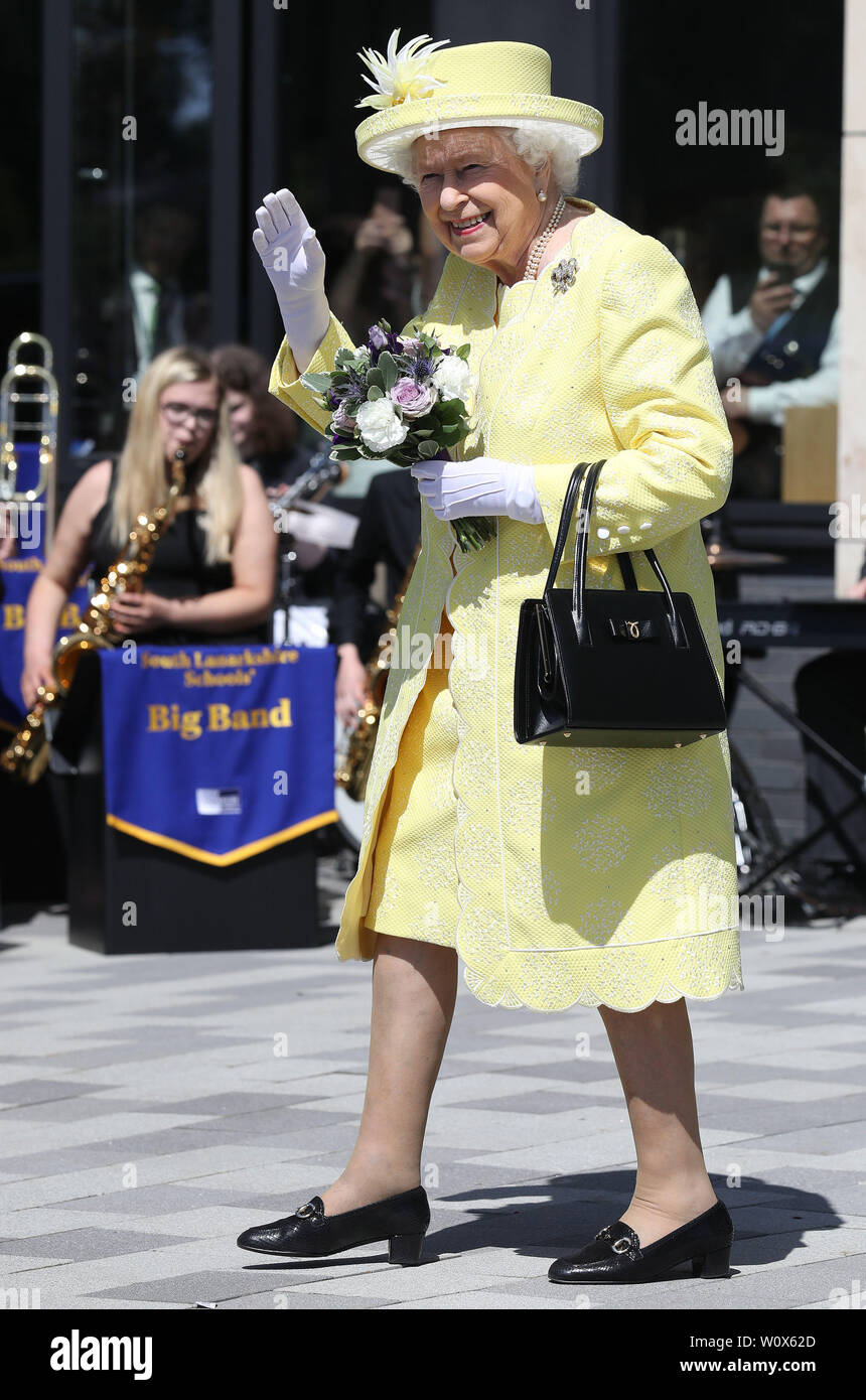Queen Elizabeth II during a visit to Greenfaulds High School in the ...