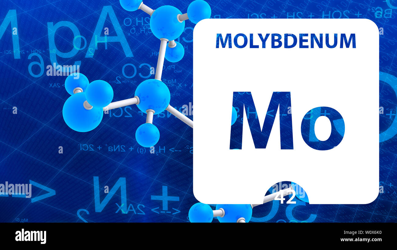 Molybdenum Mo, chemical element sign. 3D rendering isolated on white ...