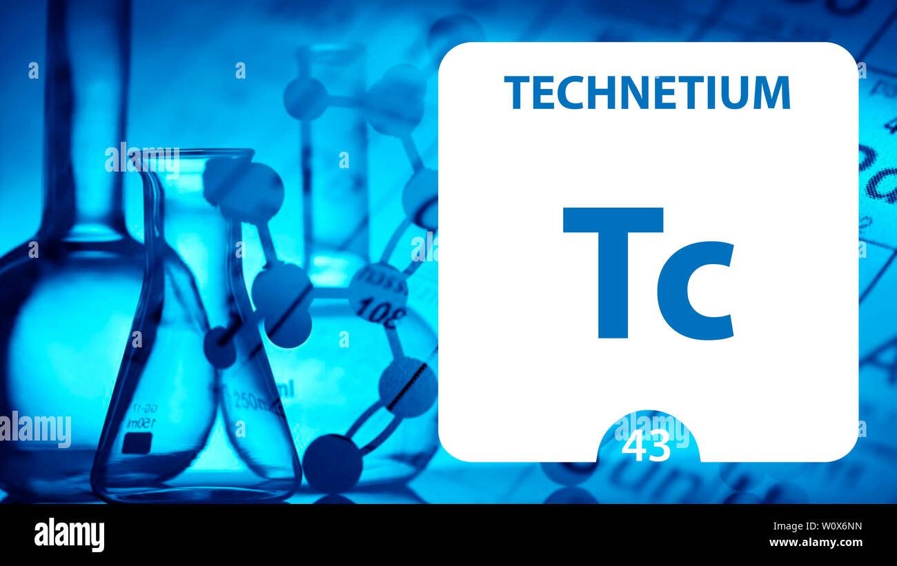 Technetium Tc, chemical element sign. 3D rendering isolated on white ...