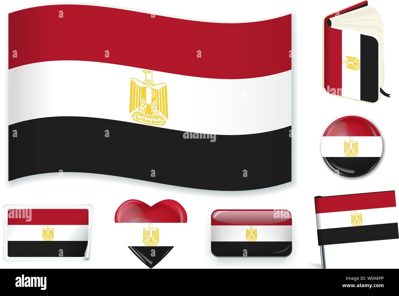 Egyptian national flag. Vector illustration. 3 layers. Shadows, flat ...
