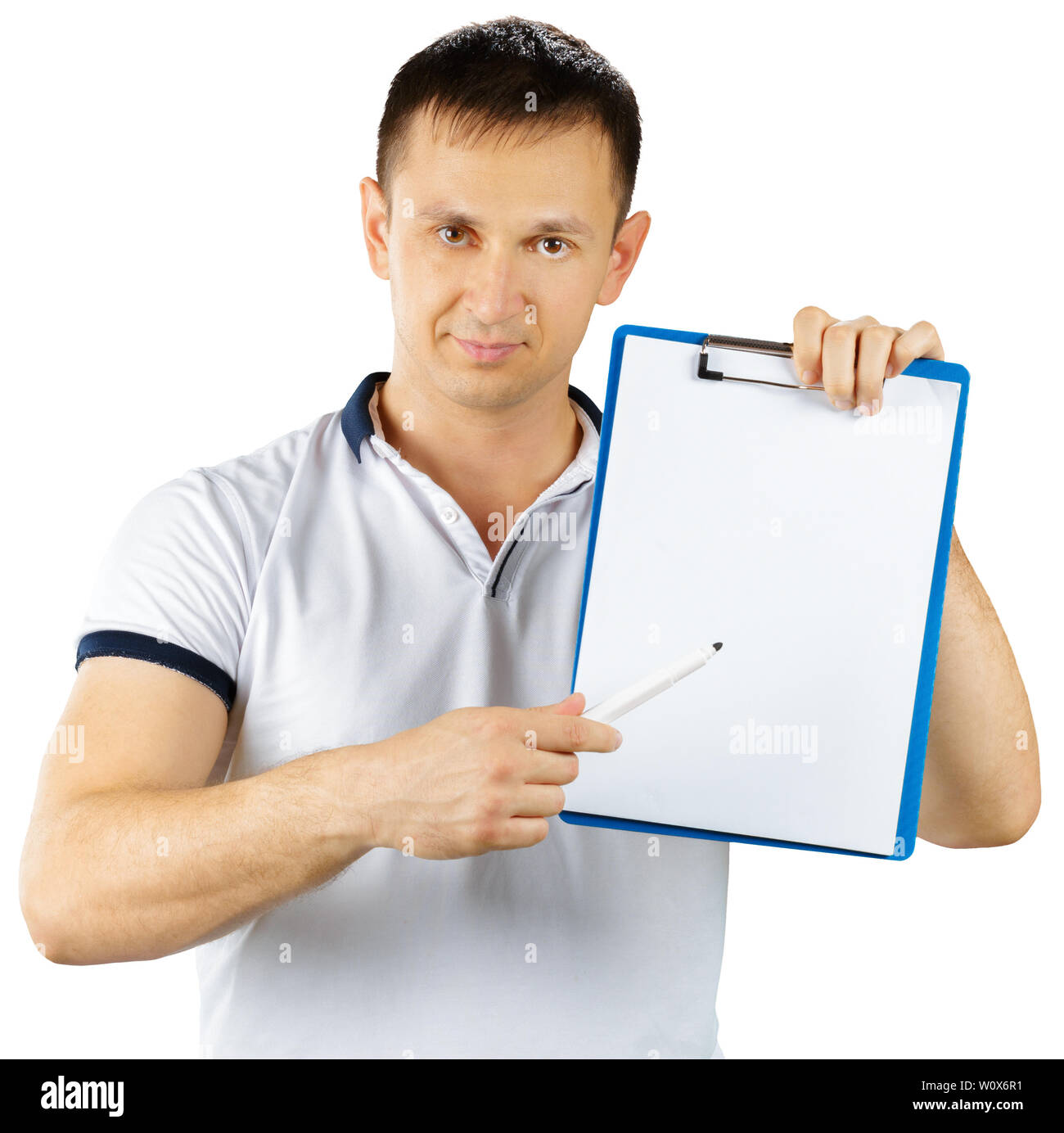 Muscular trainer writing on clipboard hi-res stock photography and ...