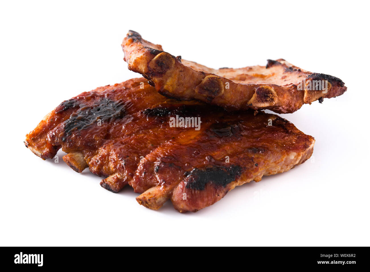 Grilled barbecue ribs isolated on white background Stock Photo - Alamy