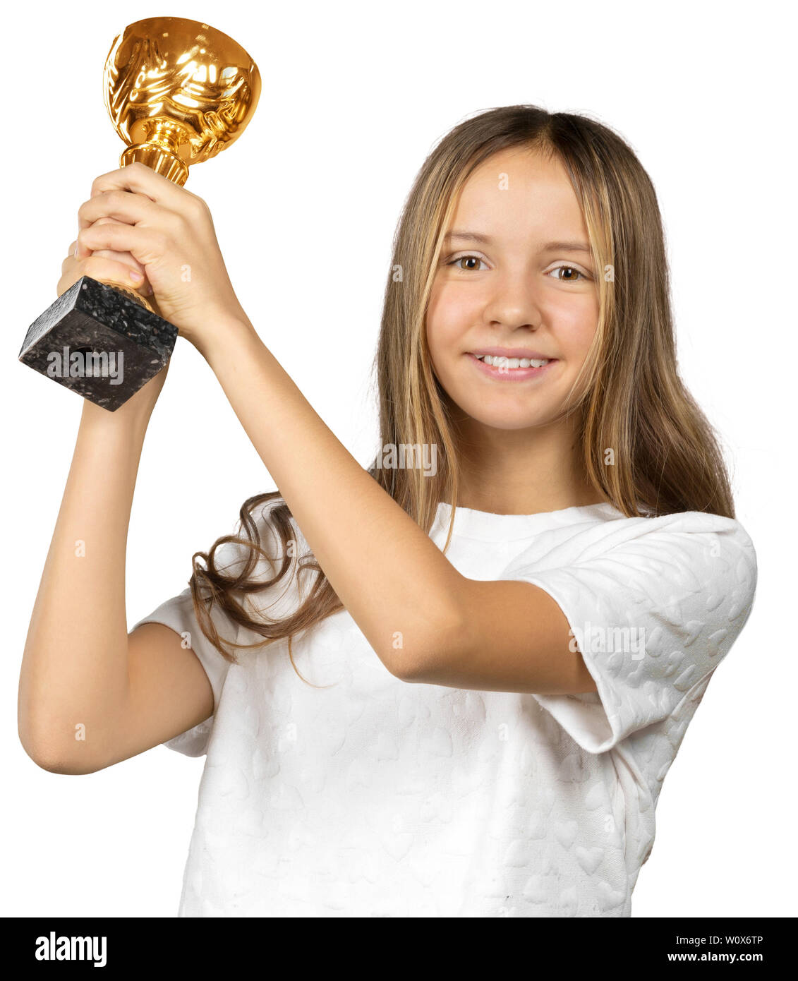 Kid holding trophy Cut Out Stock Images & Pictures - Alamy