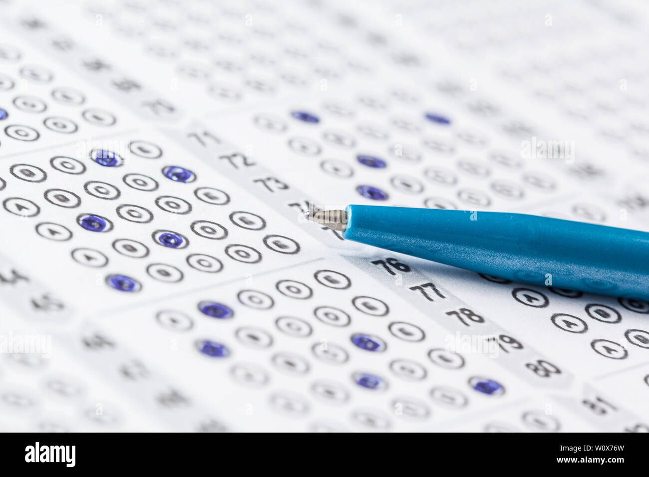 Test score sheet with answers Stock Photo - Alamy