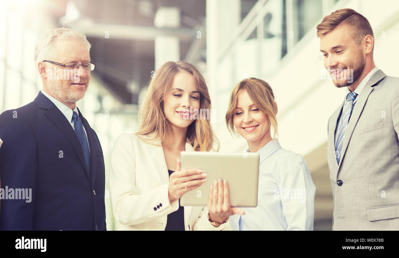 business people with tablet pc computers at office Stock Photo - Alamy