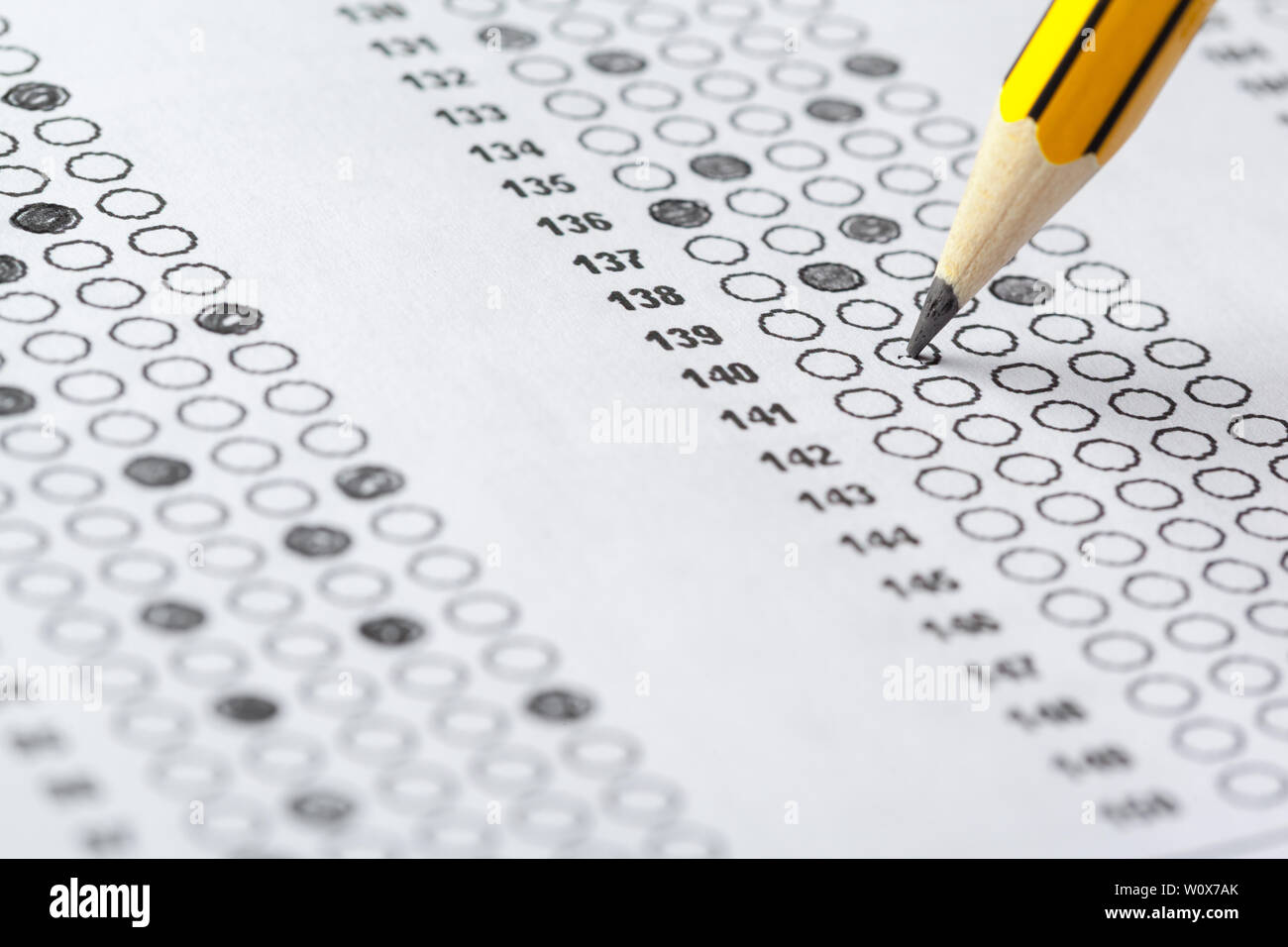 Test score sheet with answers Stock Photo - Alamy