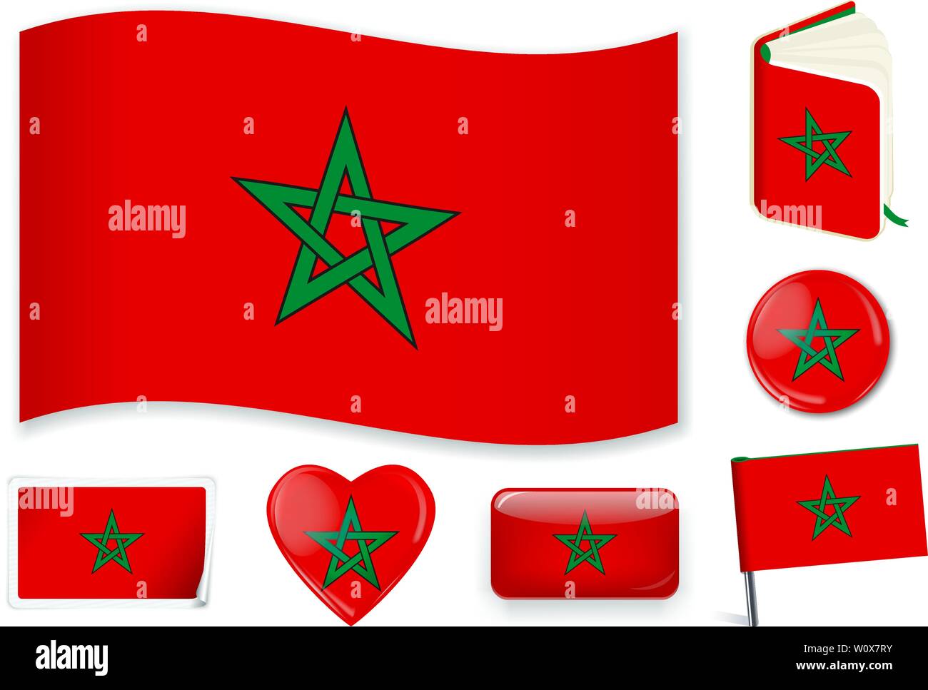 Moroccan national flag. Vector illustration. 3 layers. Shadows, flat ...