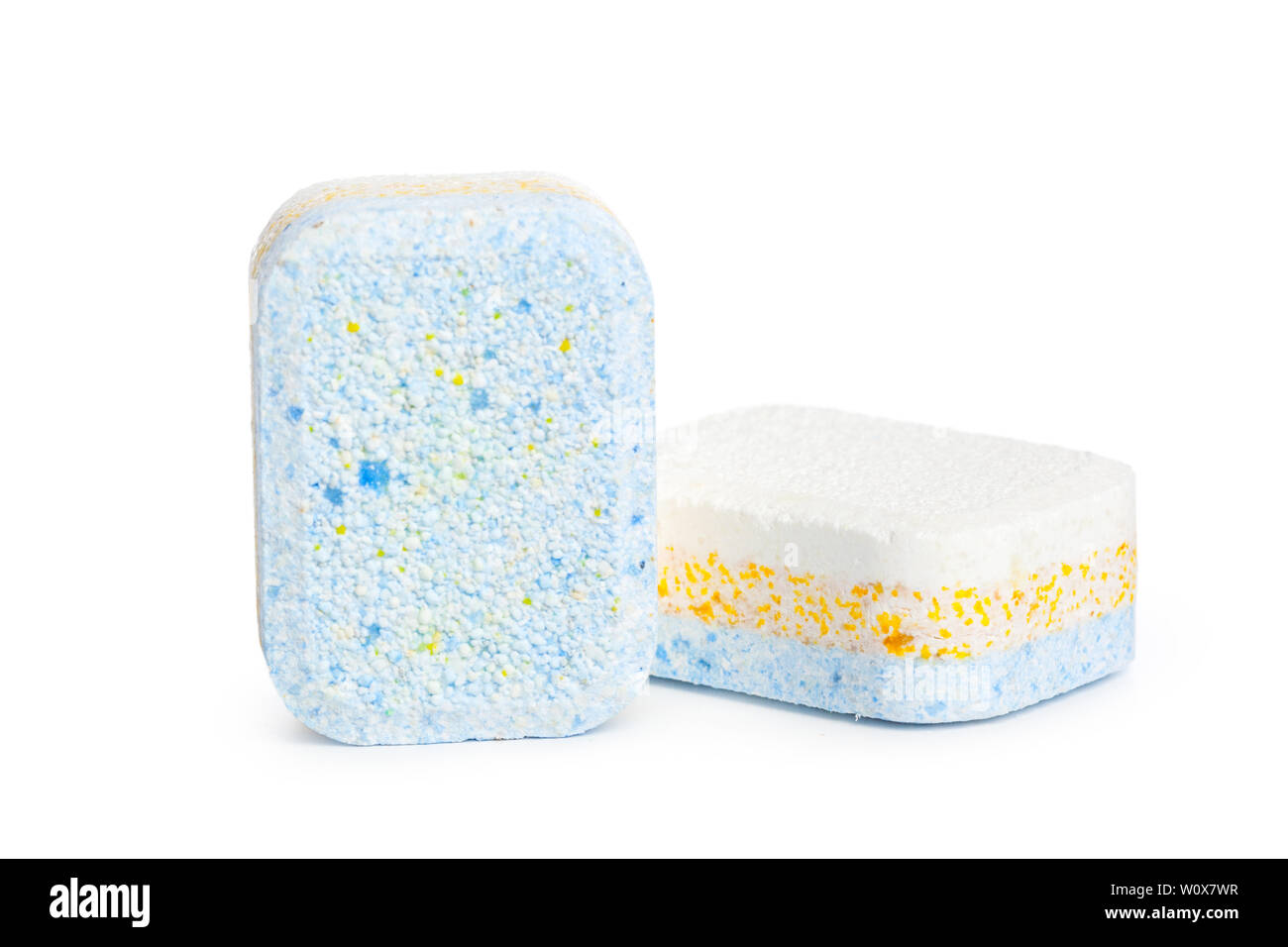 Dishwasher tablets on a white background Stock Photo - Alamy