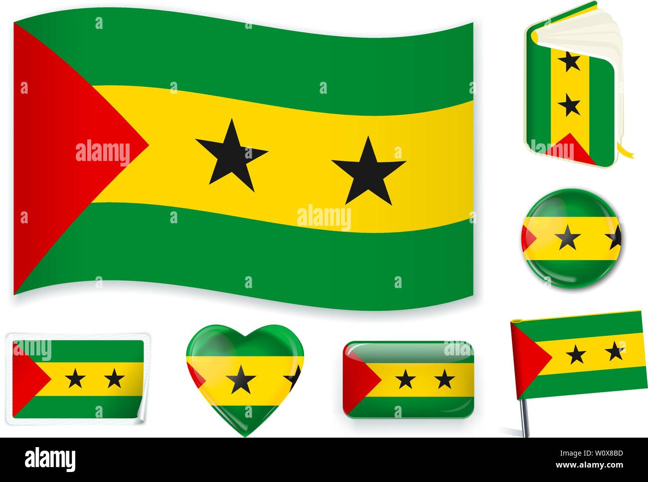 Sao Tome and Principe national flag. Vector illustration. 3 layers ...