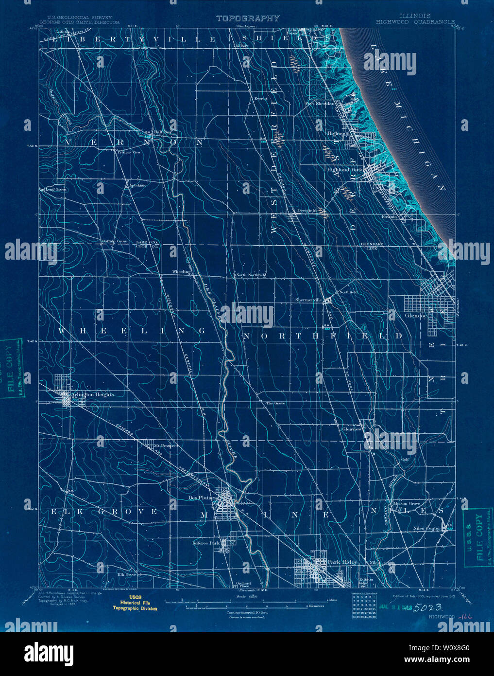 USGS TOPO Map Illinois IL Highwood 309570 1900 62500 Inverted ...