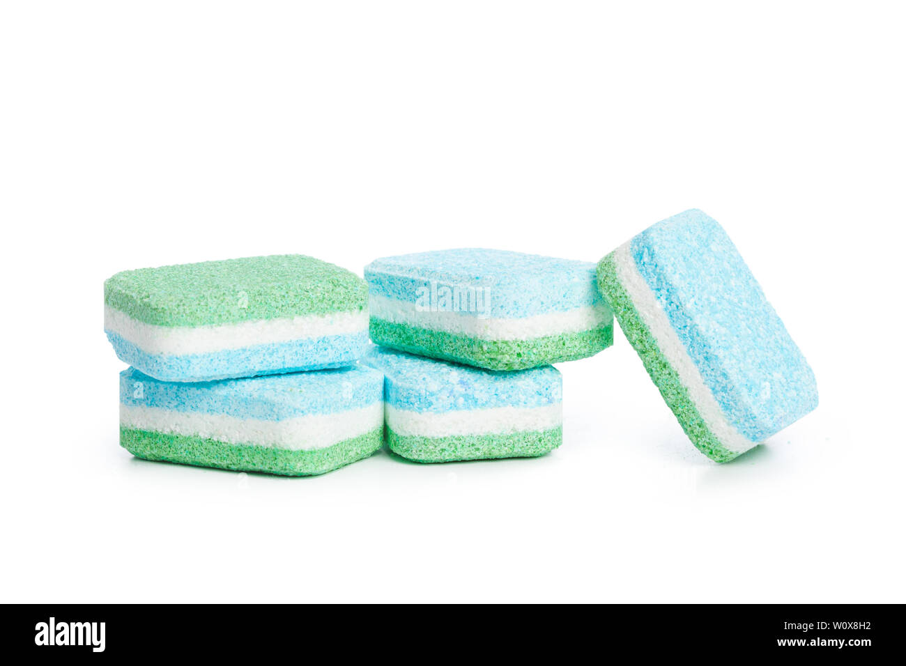 Dishwasher tablets on a white background Stock Photo - Alamy