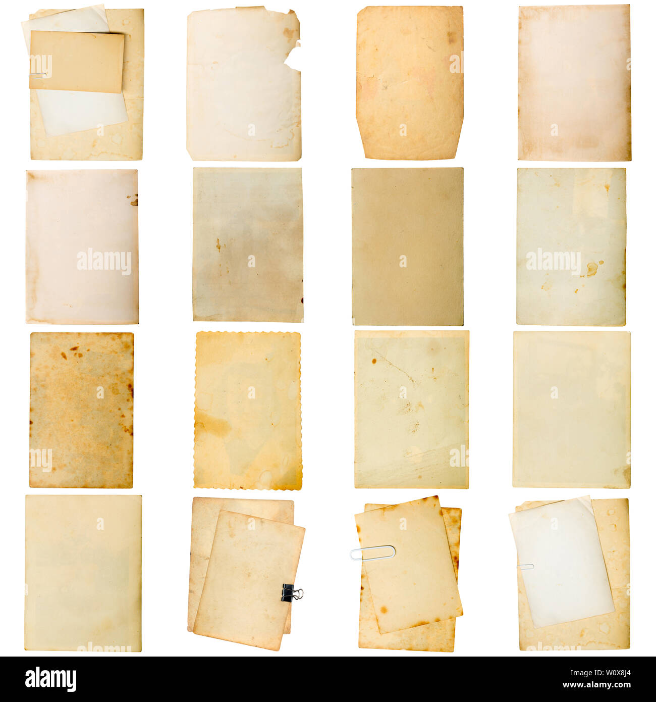 Retro weathered paper collage isolated on white background Stock Photo ...