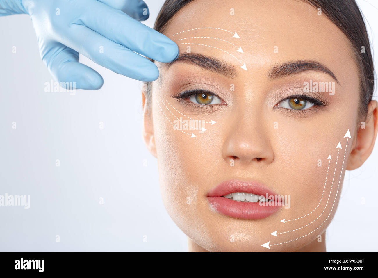 woman with dotted lines on face Stock Photo - Alamy