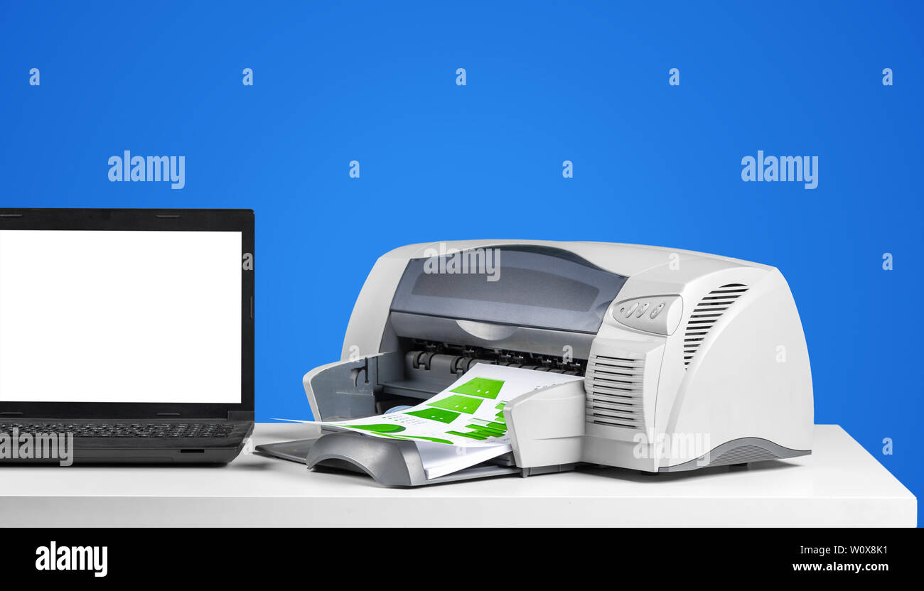 Printer copier machine on a bright colored background Stock Photo - Alamy