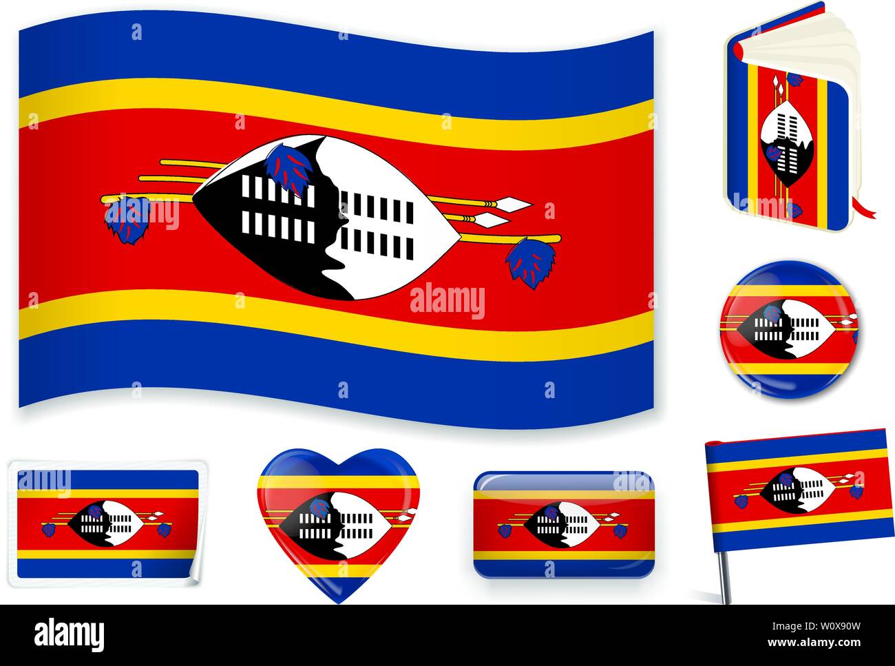 Swaziland national flag. Vector illustration. 3 layers. Shadows, flat ...