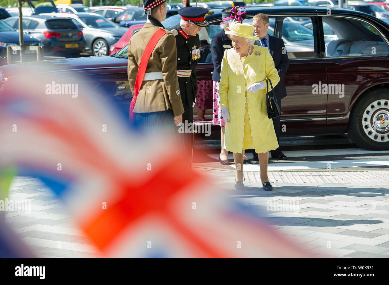 Cumbernauld, UK. 28 June 2019. PICTURED: Her Majesty The Queen. On ...