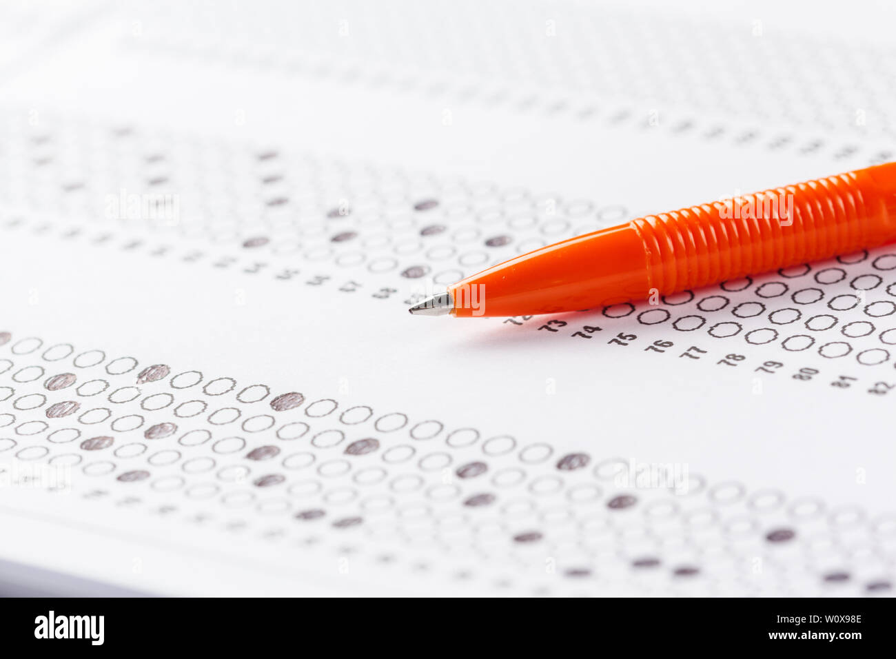 Test score sheet with answers Stock Photo - Alamy