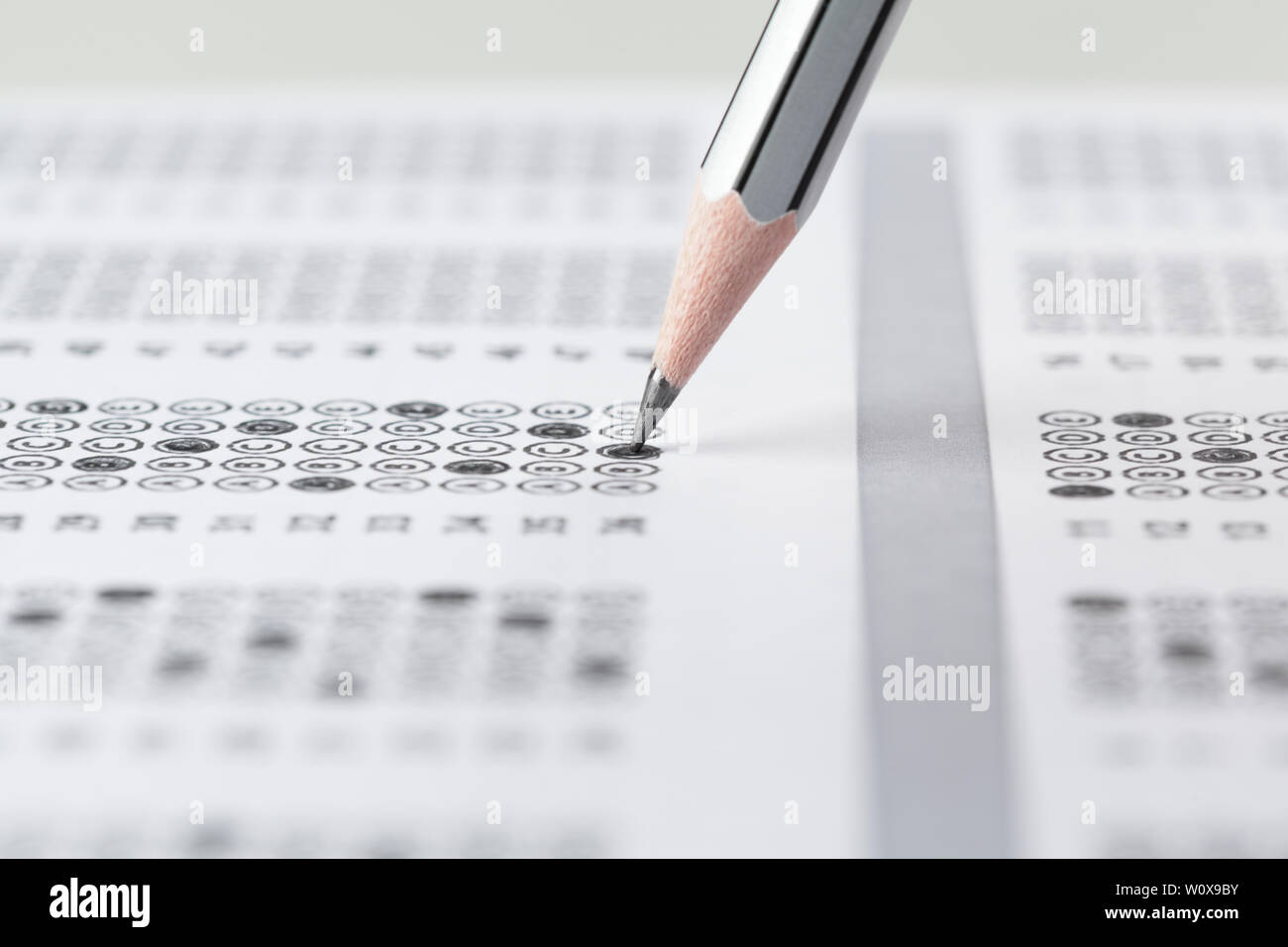 Test score sheet with answers Stock Photo - Alamy
