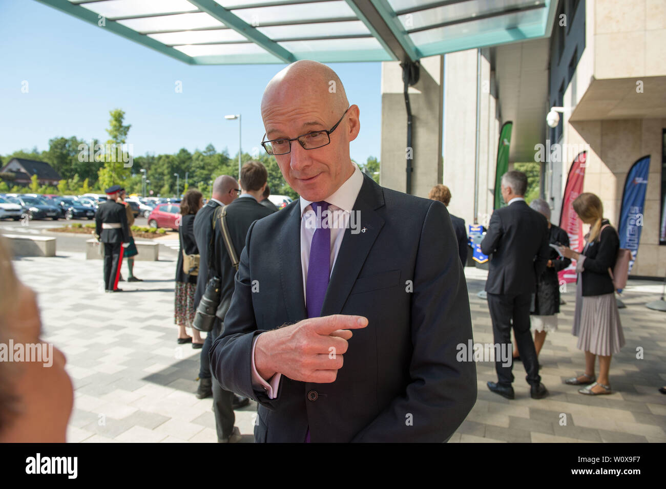 Cumbernauld, UK. 28 June 2019. PICTURED: John Swinney MSP. On arrival ...