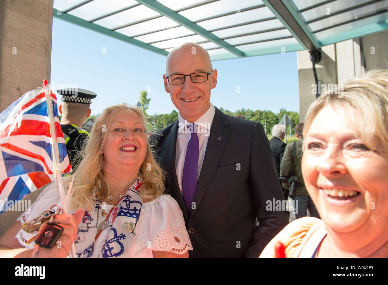 Cumbernauld, UK. 28 June 2019. PICTURED: John Swinney MSP. On arrival ...