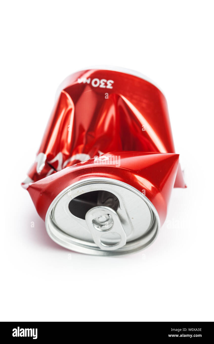 Compressed cans isolated on a white background Stock Photo - Alamy