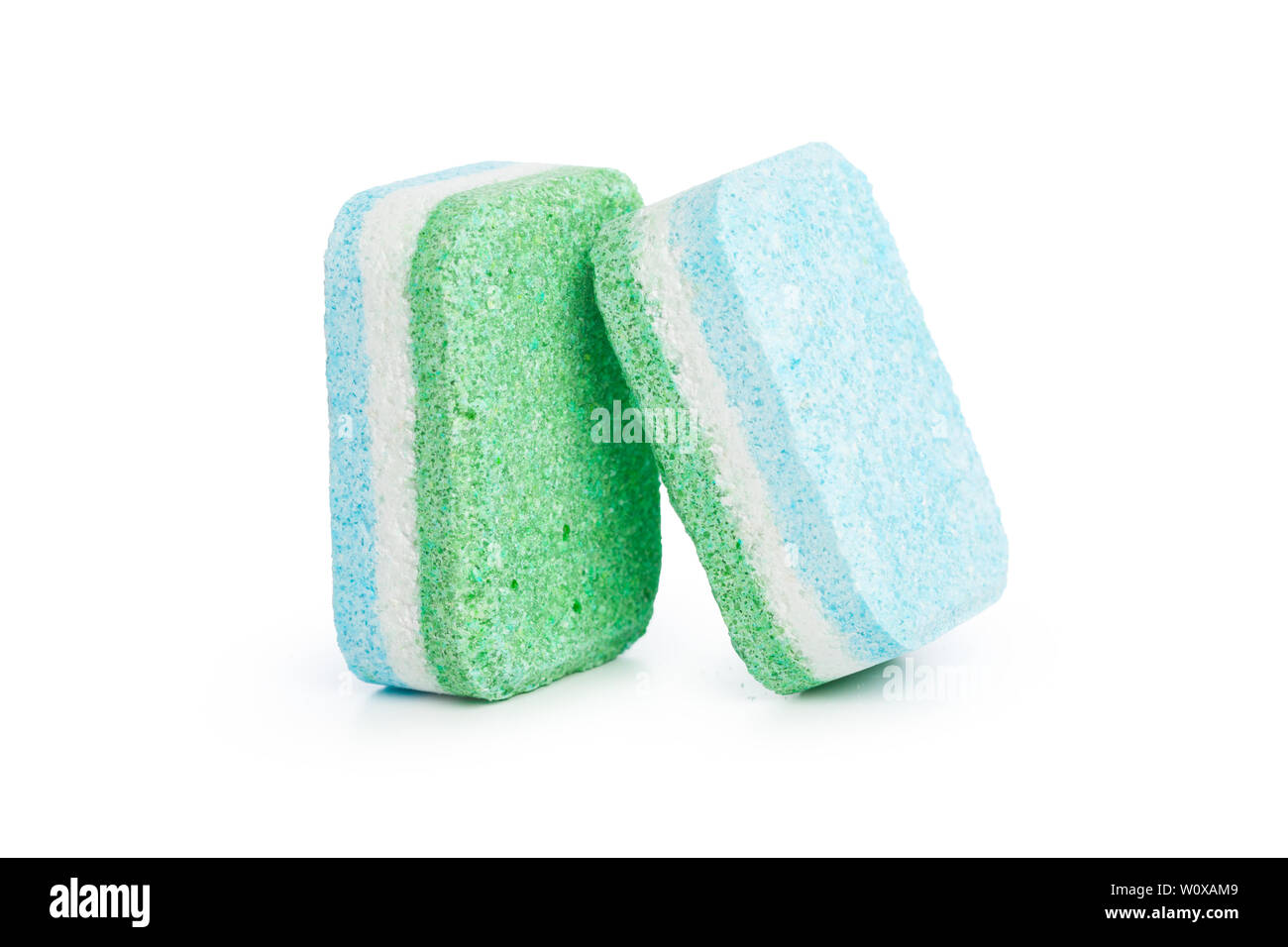 Dishwasher tablets on a white background Stock Photo - Alamy